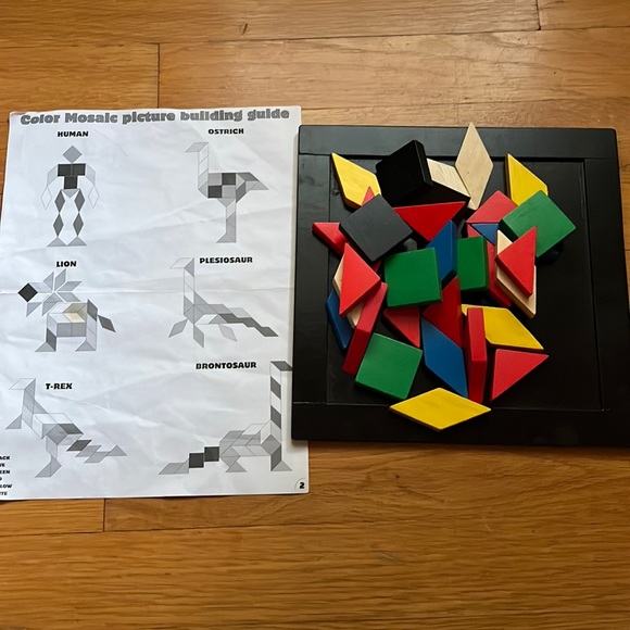 Toys | Wooden Tangram Pattern Blocks Mosaic Geometric Shape Puzzles For ...